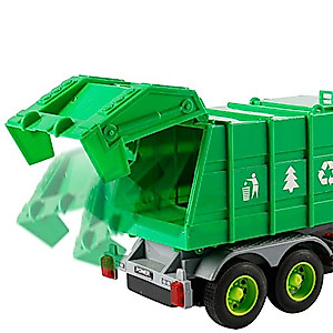 FEROXO Friction Powered Garbage Truck Toys 1:16 Toy Vehicle with Lights and Sounds for Kids