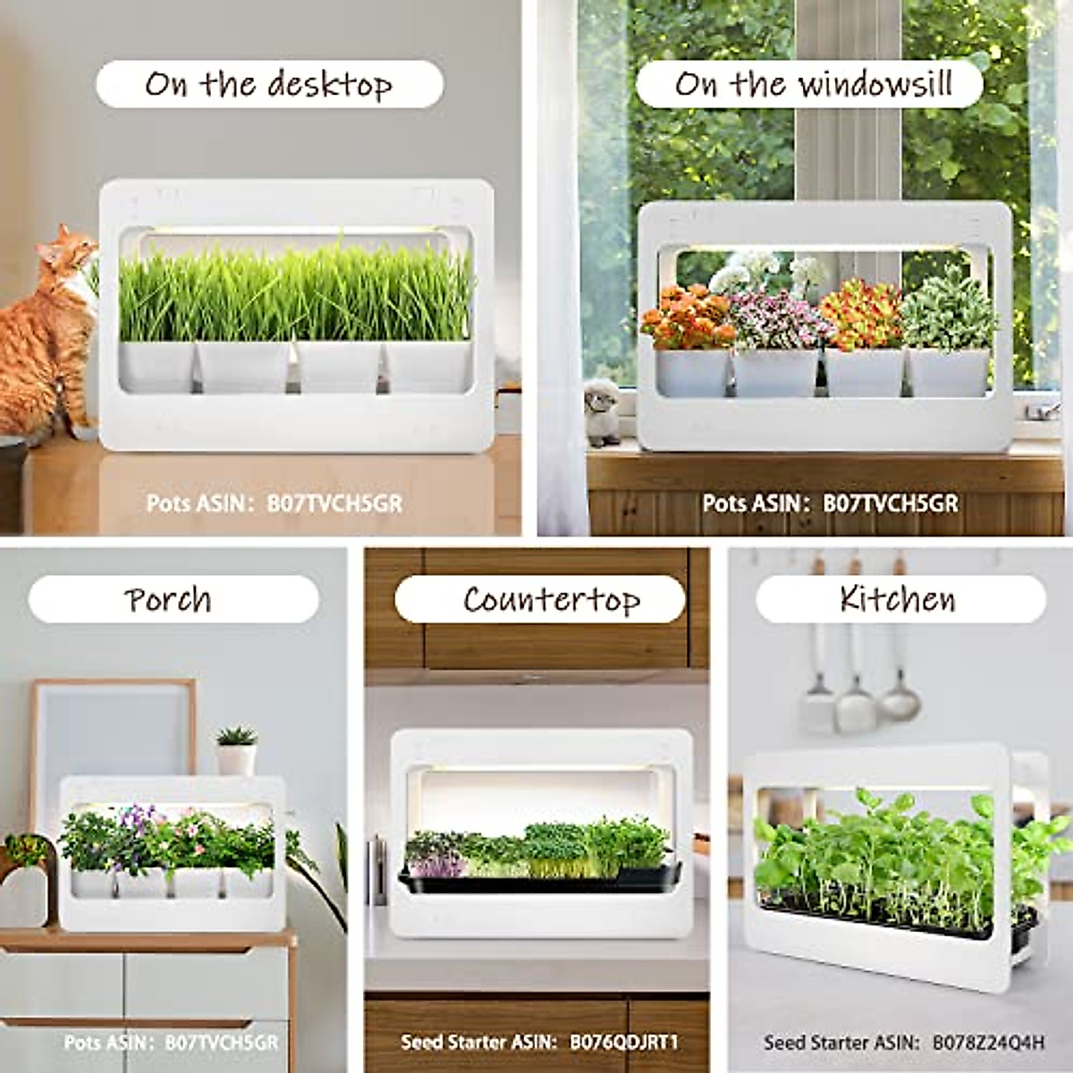 GrowLED Indoor Herb Garden Grow Light Window Frame Shelf Greenhouse Kit Gifts Ideas for Kitchen Veggie Lettuce, Countertop Garden Kit, Tabletop Growing Light Planter, Aero Gardening System Planter