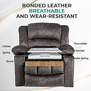HOMYEDAMIC Recliner Chair Massage Rocker with Heated Modern Ergonomic Lounge 360 Degree Swivel Single Sofa Seat Living Room Lounge Recliners on Clearance Elastic Foam Filling