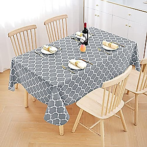 smiry Rectangle Tablecloth, Waterproof Vinyl Tablecloths with Flannel Backing for Rectangle Tables, Wipeable Spillproof Plastic Tablecloth for Dining, Camping, Indoor and Outdoor (60" x 84", Grey)