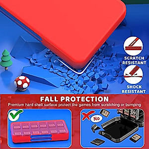 CYKOARMOR Switch Game Case for Nintendo Switch/Switch OLED, Switch Game Holder with 48 Games Card Slot&24 Micro SD Cartridge Slots, Storage Accessories Hard Shell Portable Cartridge Box, Red Blue