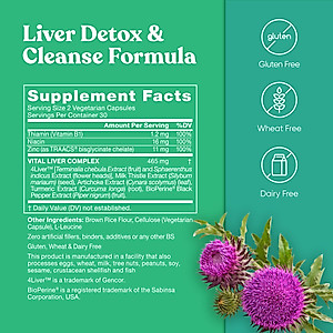 Vital Liver Cleanse Detox & Repair – 9-in-1 Liver Support Supplement – Milk Thistle, Artichoke Extract, Turmeric, Adaptogens – Optimal Liver Function and Digestive Health – 60 Vegetarian Soft Capsules