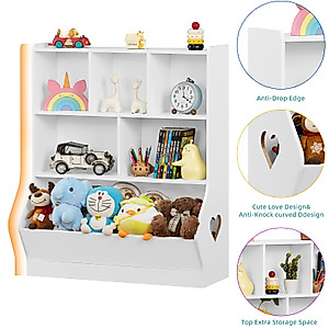 Lerliuo Kids Storage Organizer, 3 Tier Children Bookcase and Bookshelf, Toddler 6 Cubby Cabinet, Wood Book Shelf for Playroom, Bedroom, Living Room, Nursery, School 39.17'' H (White)