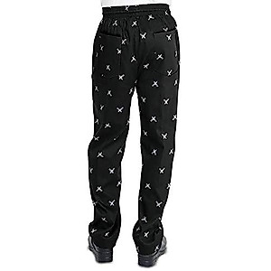 ChefUniforms.com Men's Knives Print Baggy Chef Pant (XL)