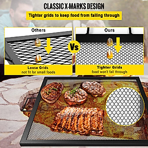VEVOR Rectangle Fire Pit Grate, X-Marks Rectangle Grill Grate, Black Steel Fire Grate, Fire Pit Cooking Grate with Handles, Fire Grill Grate for Fire Pit, (36 x 36-inch)