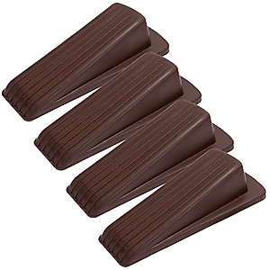 S&T INC. Heavy Duty Rubber Door Stopper for Residential and Commercial Use, Brown, 4.8 In. x 2.2 In. x 1.3 In., 4 Pack