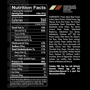 REDCON1 MRE Protein Bar, Chocolate Chip Cookie Dough - Contains MCT Oil + 20g of Whole Food Protein - Easily Digestible, Macro Balanced Low Sugar Meal Replacement Bar (12 Bars)