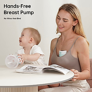 TSRETE Double Wearable Breast Pump, Electric Hands-Free Breast Pumps with 2 Modes, 9 Levels, LCD Display, Memory Function Rechargeable with Massage and Pumping Mode 24mm Flange-Green