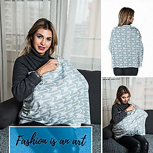 Infant Car Seat Cover, Stretchy Nursing Scarf, Car Seat Canopy, Shopping Cart Cover, High Chair Cover protects Babies and Breastfeeding Mothers. Multiuse Cover for Babies (Arrows)