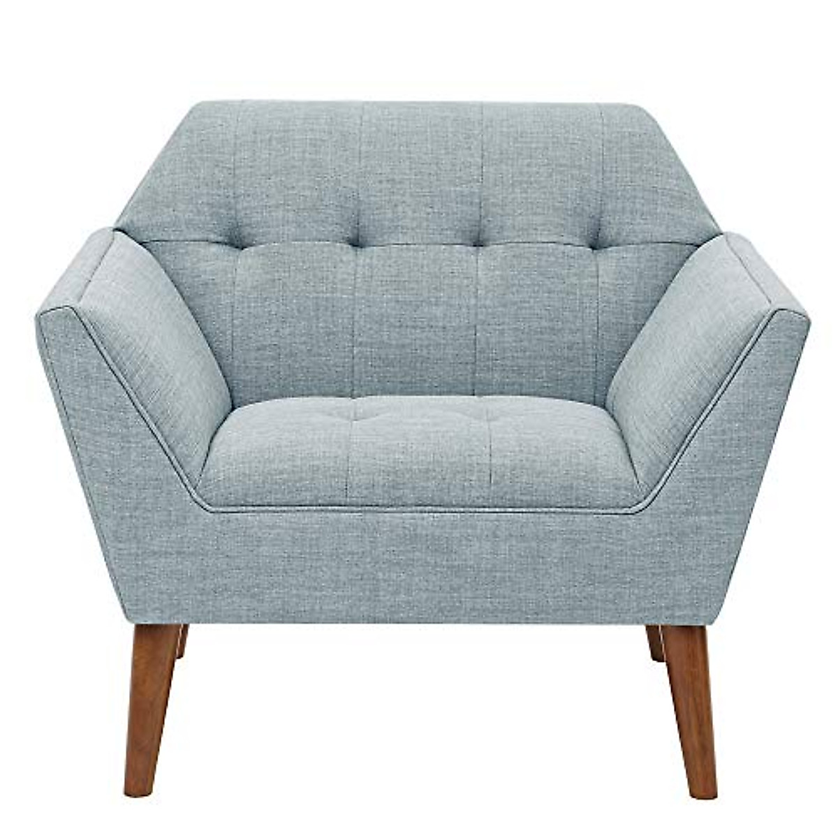 INK+IVY Newport Accent Armchair-Solid Wood Frame, Flare Arm Family Chairs Modern Mid-Century Style Living Room Sofa Furniture, Light Blue
