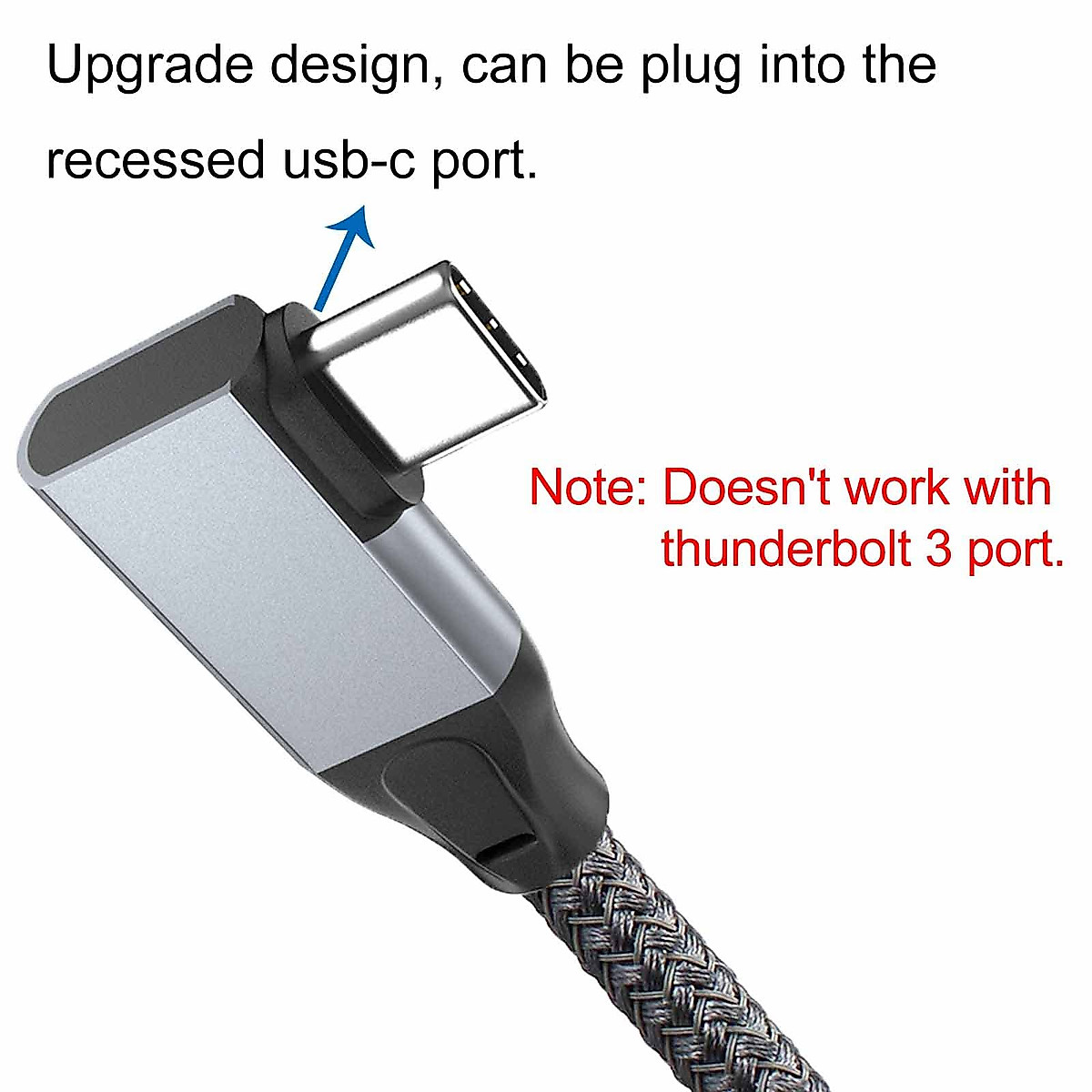 90 Degree USB C Extension Cable Short (1.6ft), Right Angle USB C 3.1 Gen2 Male to Female Adapter, Awnuwuy USB Type C Extender Cord Compatible with USB-C Laptop/Monitor/Hub/Docking Station,Oculus Quest