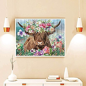 VIGEGU Paint by Number for Adults,Painting by Numbers Kits On Canvas,Without Frame DIY 4 Pack Cow Elephant Sea Turtle Moth Oil Painting Acrylic Paints Home Decor 12x16 inch