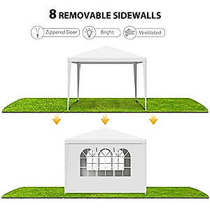 Smartxchoices 10' X 10' Gazebo Canopy Outdoor White Waterproof Tent with Sidewalls and Windows Heavy Duty Tent for Party Wedding Events Beach BBQ (White) …