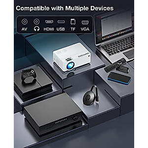 WiFi Projector with Bluetooth 5.1, COMAOGO Mini Projector 9500 Lumens 1080P 220” 5G Mirroring Movie Portable HD Projectors for TV, PC, HDMI, USB, VGA, iOS/Android
