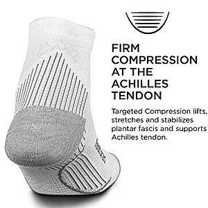 Feetures Plantar Fasciitis Relief Cushion Quarter Sock- Targeted Compression Sock for Men & Women- Medium, White
