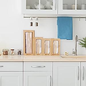 Set of 4 Bamboo Food Storage Bag Organizer with Non-Slip Pads for Gallon, Quart, Sandwich, Snack, Zipper and Slider Bags, Kitchen Drawer Organizer for Ziploc, Glad, Solimo, 365 by WFM, Hefty