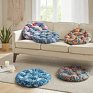 Codi Meditation Floor Pillow, Boho Pillows Seating for Adults & Kids, Large Round Cushion for Yoga Living Room Tatami Sitting, Memory Foam Added, 22x22 Inch, Multi Blaidiere