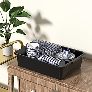 Lasbily 13 L Commercial Bus Box / Utility Box, Plastic Tote Box Tub, 12-Pack, Black