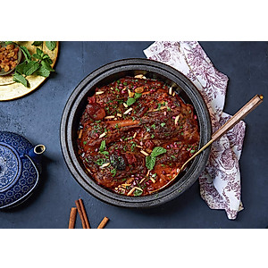 Kook Moroccan Tagine, Enameled Cast Iron Cooking Pot, Tajine with Ceramic Cone-Shaped Closed Lid, 3.3 QT (Stone Blue)