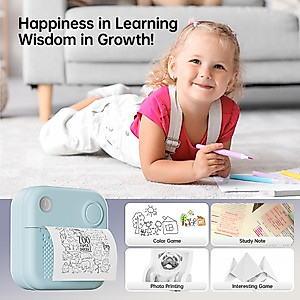 Mini Printer Sticker Thermal Printer with 3 Rolls Paper, Bluetooth Portable Phone Printer,Study Printer for Pictures, Photos, Journals, DIY, Compatible with Phone & Tablet…