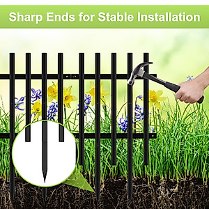 10 Pack Garden Fence Bamboo 10.4 ft (L) x 22.2 in (H) Decorative Garden Fence Animal Barrier Border for Small Rabbit Dog Flower Bed Edging Landscape Fencing for Yard Patio Outdoor, Black