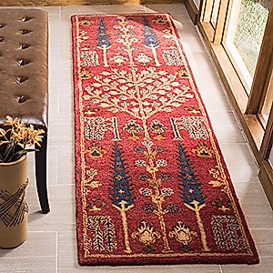 SAFAVIEH Heritage Collection Runner Rug - 2'3" x 12', Red & Multi, Handmade Traditional Oriental Wool, Ideal for High Traffic Areas in Living Room, Bedroom (HG418Q)