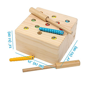 Boxiki kids Wooden Montessori Toys for Babies, Toddlers & Kids, Fine Motor Skills, Magnetic Worm Game for 3 Years Old