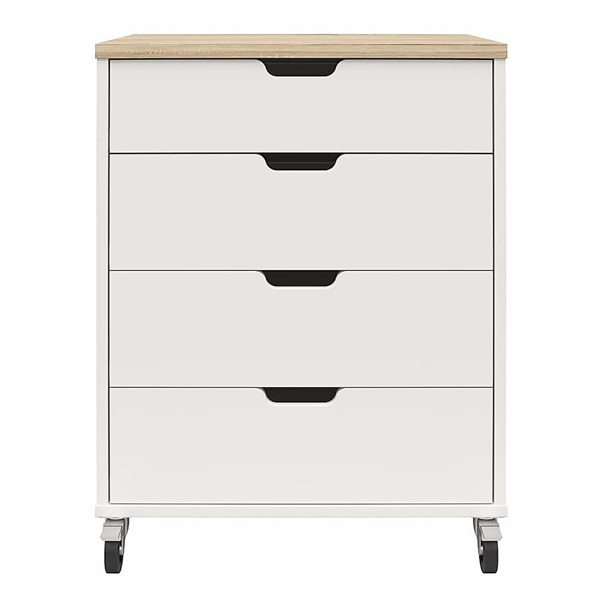 Systembuild Evolution Versa 4 Drawer Storage Cart in White and Weathered Oak