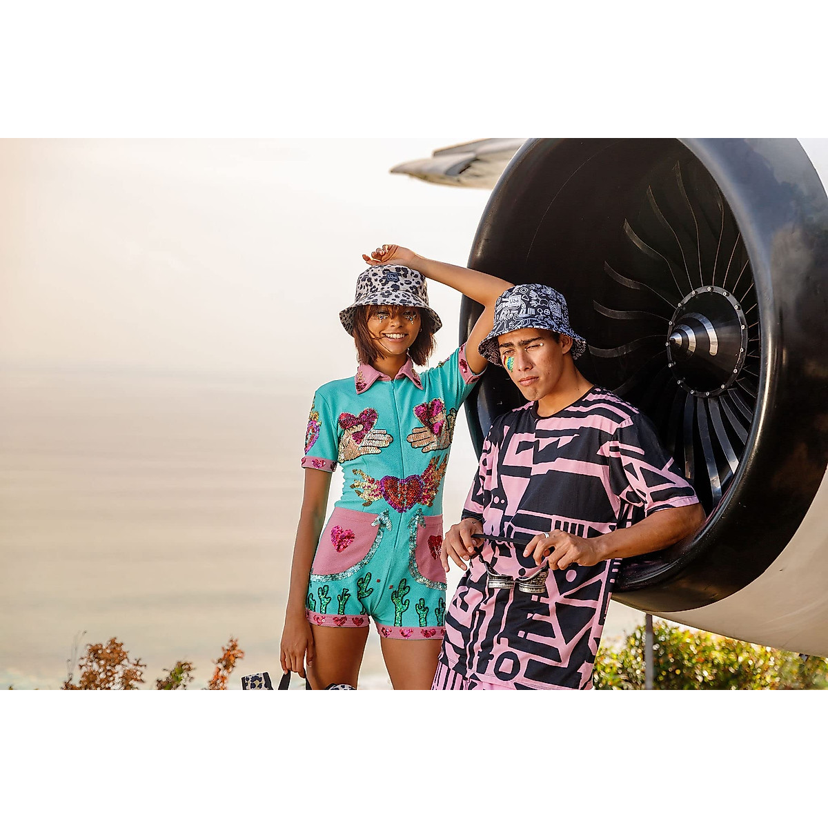 Vibe Festival Gear Bucket Hat Unisex for Men Women Fashion Fishing Hat Cute Fisherman Cap (BW Tribal-L-XL)