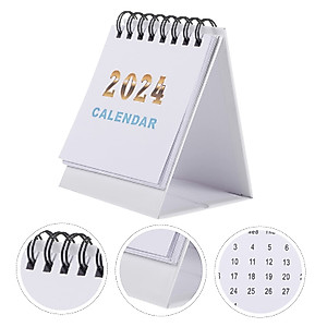 Gogogmee 1 2024 Mini Desk Calendar Table Top Decor Mini Calendar 2023-2024 Desk Calendar 2024 Decorative Standing Calendar Easel Flip Calendar White Calendar Desk Paper Clamshell Simple