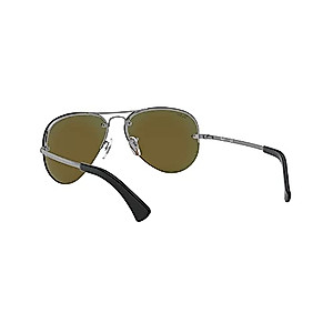Ray-Ban RB3449 Aviator Sunglasses, Gunmetal/Light Green Mirrored Blue, 59 mm