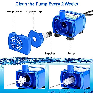 Cepheus Replacement Pump for Cat Water Fountain - Extreme Silent Pet Fountain DR-DC160 Pump with 6 ft USB Cable Cord for Automatic Cat Water Fountain Stainless Steel (No Adapter)