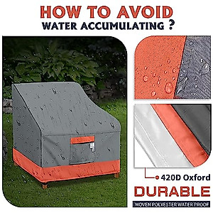 Simpelg Outdoor Furniture Patio Chair Covers Waterproof Clearance,Outdoor Chair Covers for Patio Furniture,Lounge Deep Seat Cover, Lawn Furnitures Covers Fits up to 31.5W x 33.5D x 36H inches(2 Pack)