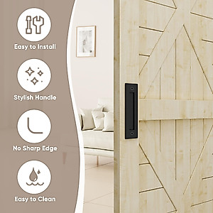 JUBEST 8-3/5'' Sliding Barn Door Handle Modern Simple Finger Flush Pull Handle for Gates Garages Sliding Doors Cabinets Closet and Drawers,Flat Black