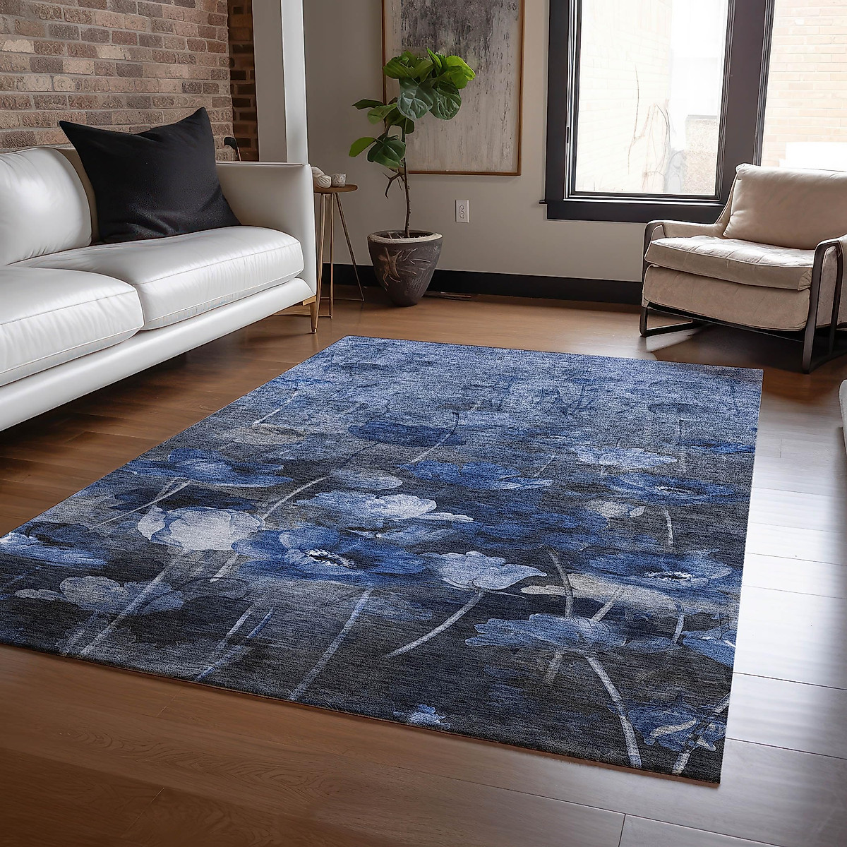 Addison Rugs Chantille ACN613 Blue 9' x 12' Indoor Outdoor Area Rug, Easy Clean, Machine Washable, Non Shedding, Bedroom, Living Room, Dining Room, Kitchen, Patio Rug
