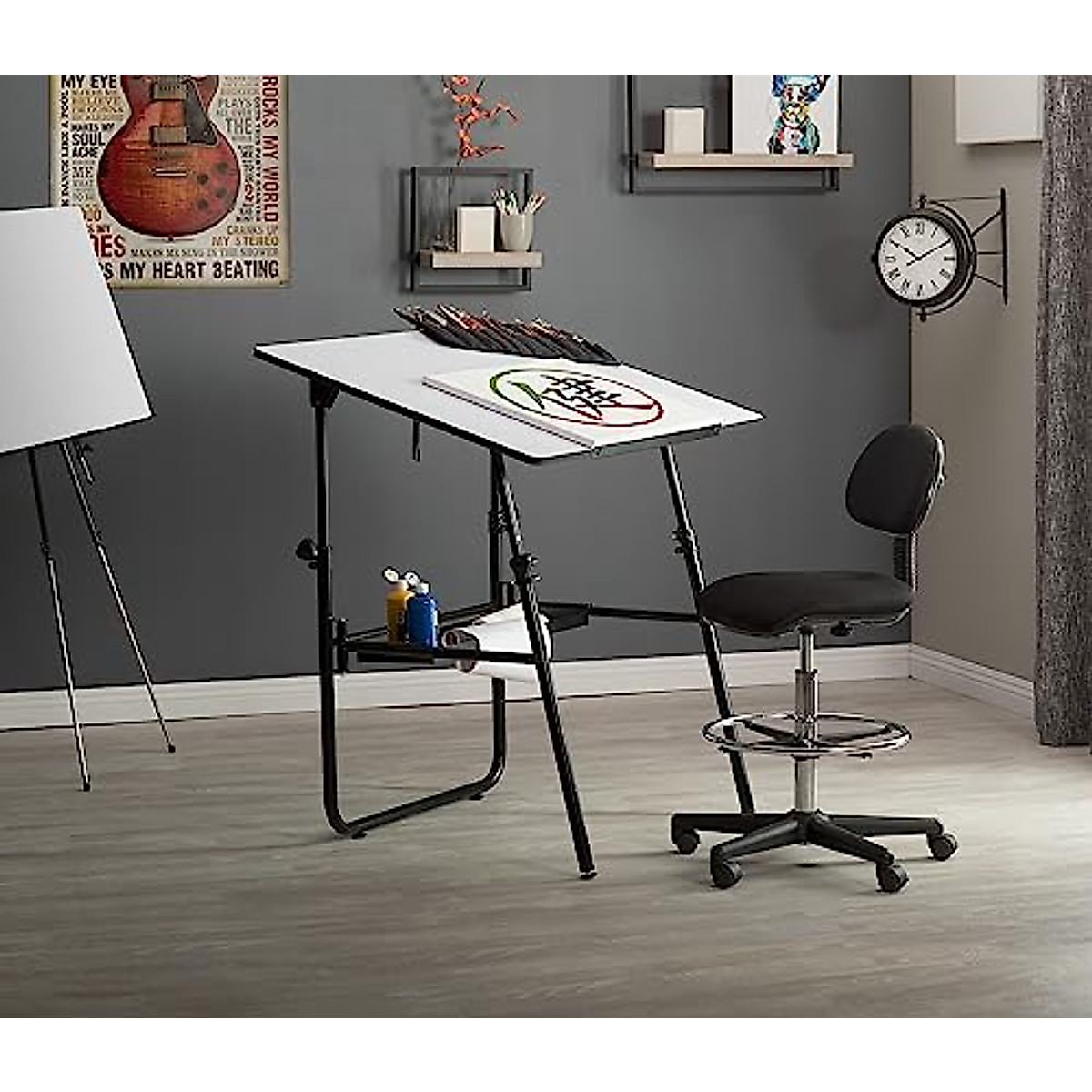 SD Studio Designs Ultima, Foldable Crafting Desk Top Angle and Height Adjustable Drafting Table, 42" W X 30" D, Black/White
