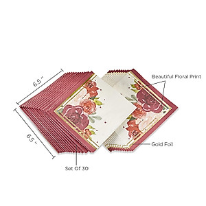 Kate Aspen Burgundy Blush Floral Paper Napkins, Thick Decorative Dinner Napkins, Luncheon Serveware, Perfect for Wedding Reception Or Bridal Shower,Gold and burgundy