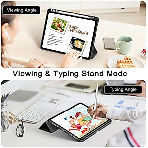 Soke for iPad Pro 11 Case (M2) 2022/2021/2020 with Pencil Holder - [Full Body Protection + Apple Pencil Charging + Auto Wake/Sleep], Soft TPU Back Cover for 2022 iPad Pro 11 inch(Black)