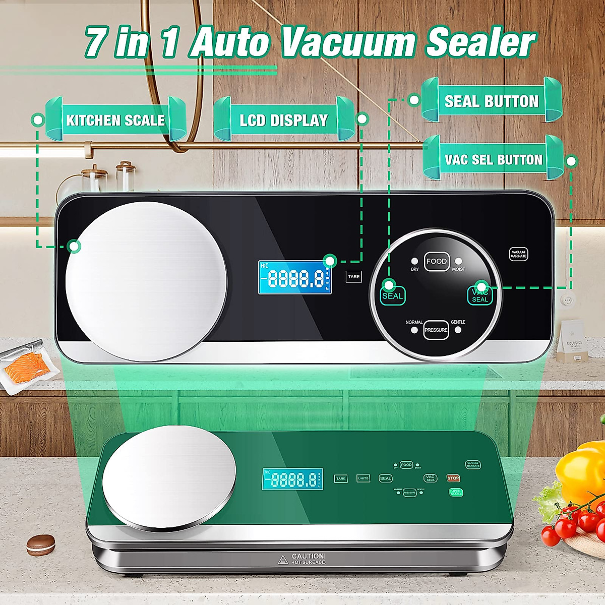 Vacuum Sealer 80Kpa Full Automatic Vacuum food sealer with Kitchen scaler