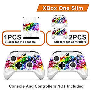 FOTTCZ Whole Body Vinyl Skin Sticker Decal Cover for Microsoft Xbox One Slim Console Rainbow Ink