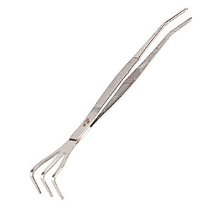 2-in-1 Ergonomic Stainless Steel Root Rake Bonsai Tweezers Soil Farming Tool