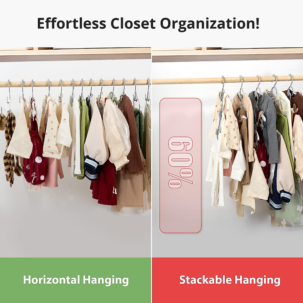 Baby Hangers, 60PCS Kids Hangers, Extendable & Stackable Baby Hangers, Grey Toddler Hangers for Baby Toddler Children Kids Teen, 11 14Inch Non-Slip Plastic Kid Hangers, Baby Clothes Hangers