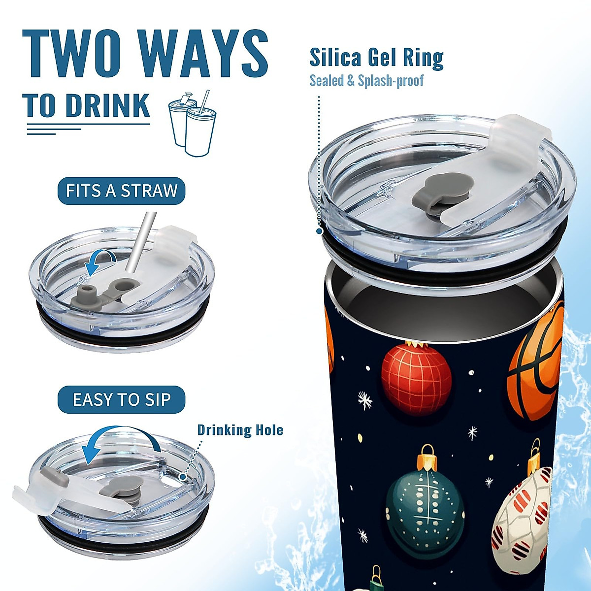 QWEUIOP 20oz Insulated Travel Coffee Mug Sport Christmas Stainless Steel Tumbler with Lid Double Wall Vacuum Coffee Cup For Hot and Cold Drinks14356