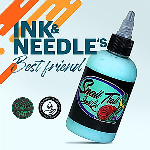Snail Trail Stencil Gel - Tattoo Stencil Gel, 8 oz. - Solution for Crisp, Sharp, Clean, Dark Stencils - Dries Fast & Long Lasting Professional Stencil Transfer Gel for Tattoo Artists & Tattoo Shops