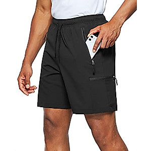Viodia Men's Hiking Cargo Shorts Stretch Quick Dry Lightweight Workout Shorts for Men Casual Fishing Athletic Shorts with Pockets Black
