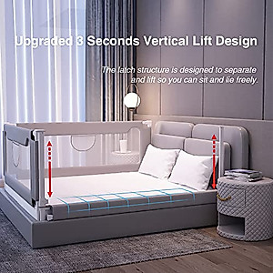 Ude-licate Toddler Bed Rail - 2023Upgrade Extra Long Bed Guard Rail for Toddlers/Kids Twin, Double, Full,Queen & King Size - Safety Bed Guard Rails for Child 200cm
