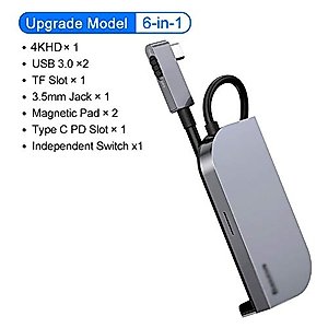 WPYYI 6 in 1 USB C HubType C Hub to 4K HD USB 3.0 PD Port 3.5mm Jack USB-C USB Hub Adapter