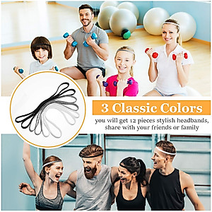 WILLBOND 12 Pieces Thin Non-Slip Elastic Sport Headbands, Hair Bands with Non Slip Silicone Grip Exercise Hair Sweatbands for Men Women Football Basketball Soccer Tennis Yoga (Black, White, Grey)