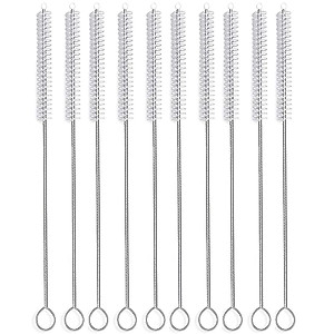Straw Cleaner Brush Set, 10 Pieces 10 Inch Stainless Steel Handle Straw Brush Set, Extra Long Straw Brush for Tumbler, Sippy Cup, Water Bottle and Tubes (10inch)