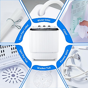 Portable washers 17.6lbs Compact Washing Machine and Spinner Twin Tub Washer and Dryers for Home Apartment Dorms,Black